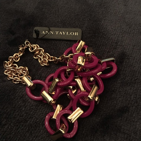 Ann Taylor | Jewelry | Nwt Ann Taylor Purple Gold Chain Link Necklace ...